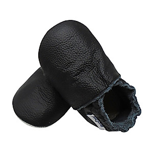 Mejale Baby Boy Girl Shoes Soft Soled Leather Moccasins Anti-Skid Infant Toddler Prewalker(Black,6-12 Months)