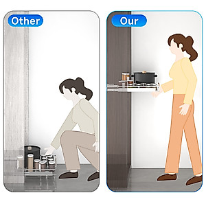 2Pack Expandable Pull Out Cabinet Organizer, 17.1~28"W x 22.5"D Heavy Duty Slide Out Shelves Adjustable Hight Cabinet Pull Out Shelves,Expandable Width Spice Rack Organizer for Kitchen Cabinet