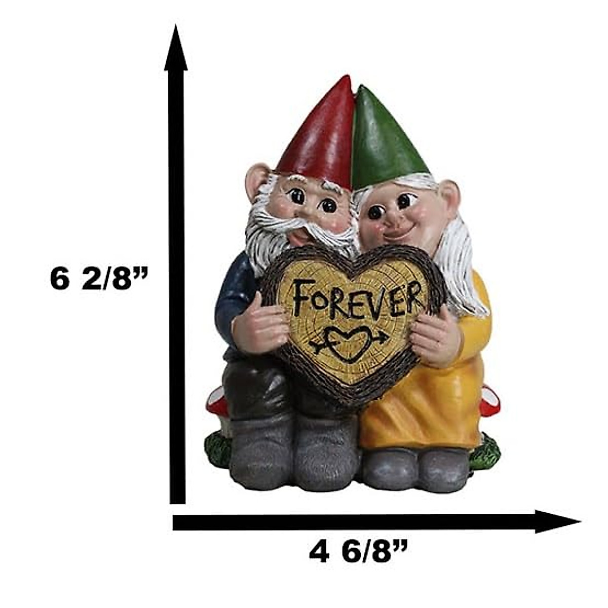Ebros Whimsical Mr and Mrs Gnome Hobbit Couple Sitting On Toadstool Mushrooms Statue 6.25" Tall 'Forever Love Struck' Gnomes Home Decor Sculpture Figurine