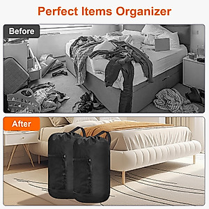 Femuar Laundry Bag Backpack Durable Laundry Bag with Shoulder Straps and Mesh Pockets Portable Laundry Dirty Clothes Hamper Bag for College Dorm (Black)