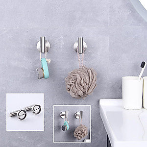 GERZWY Bathroom Towel Hook SUS 304 Stainless Steel Single Coat/Robe Clothes Hook for Bath Kitchen Contemporary Hotel Style Wall Mounted 2 Pack Brushed Finish AG1107B-LS