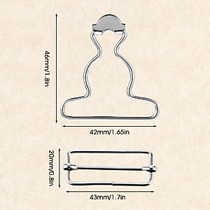 Lusofie 2 Pairs Metal Overall Buckles Suspender Clips Buckle with Rectangle Buckle Adjustable Overall Bib Clips Replacement No-Sew Button for Pants Trousers Jeans Jacket (Silver)