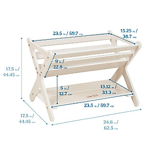 ECR4Kids Book Caddy with Shelf, Bookshelf with Storage, White Wash