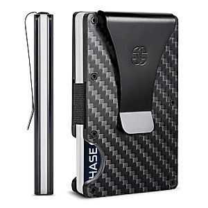 Suavell Slim Metal Wallet for Men - Minimalist Tactical Wallet - RFID Blocking Card Holder w Money Clip - Thin, Smart Wallet - Front Pocket Wallet - Aluminum Credit Card Holder (Black Element 2.0)