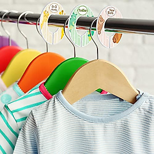 Upain Baby Closet Size Dividers for Clothes Set of 8 Nursery Floral Animal Starry Sky Clothes Organizer by Size/Ages from Newborn to Toddlers Wardrobe Hanger Dividers for Unisex Baby Girls Boys