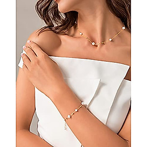 Dainty Pearl Choker Necklaces for Women Shining Shell 14K Gold Filled Freshwater Pearls Necklace Adjustable Anniversary Gift for Her