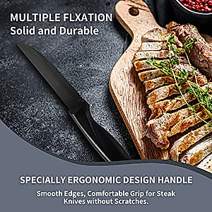 HAPPY KIT High Carbon Steak Knives with Black Silverware Set for 4, Stainless Steel Spoons and Forks Set Black Dish Utensil Set for Home and Restaurant, Forks and Spoons Silverware Set of 24