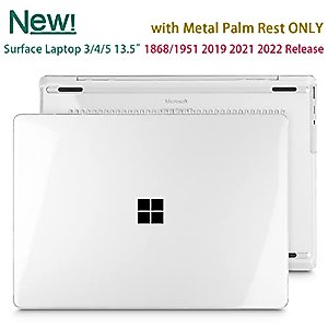 May Chen Case Compatible for 13.5" Microsoft Surface Laptop 5/4/3 with Metal Palm Rest Model 1951/1868, Plastic Hard Shell Case with Screen Protector + Keyboard Cover + Dust Plug, Crystal Clear