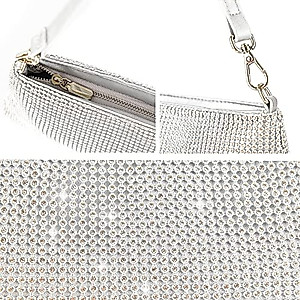 Valleycomfy Bling Evening Clutch Bag for Women Bridesmaid Lady Girl Bride Glitter Rhinestone Purse For Prom Cocktail Party Wedding Engagement, Silver