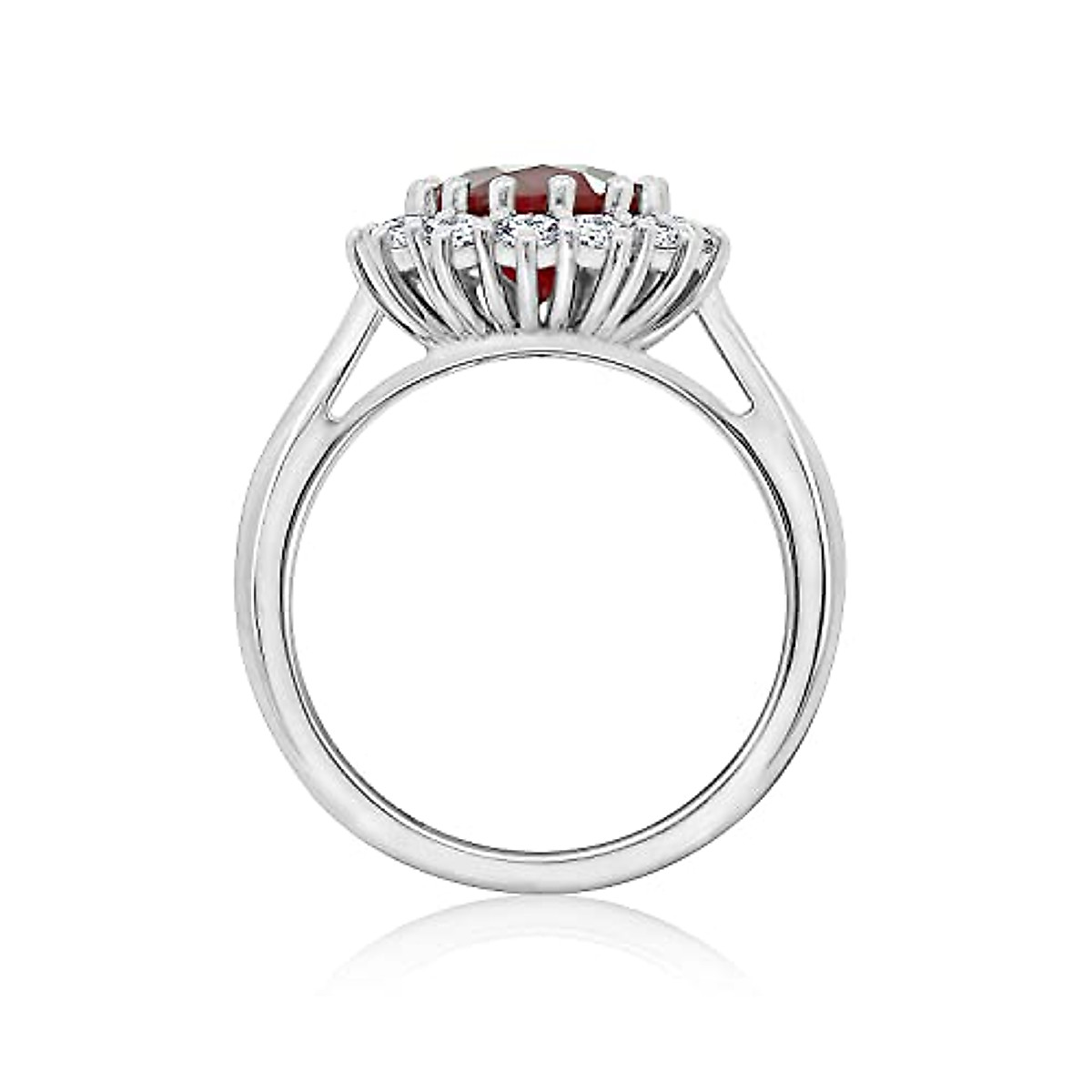 Amazon Essentials Platinum-Plated Sterling Silver Created Ruby with Infinite Elements Cubic Zirconia Accent Ring, Size 7, (previously Amazon Collection)