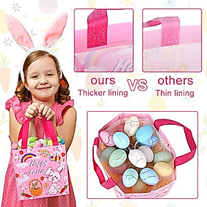 AOKE 8PCS Easter Gift Bags, Easter Reusable Non-Woven Bags with Handle, Easter Bunny Tote Bags Candy Egg Hunt Bags for Easter Party Favors, 4 Colors