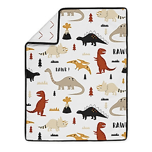 Sweet Jojo Designs Mod Dino Baby Boy Girl Nursery Crib Bedding Set - 4 pieces - Orange Tan Rust Taupe Mustard Yellow Beige Brown Black Modern Dinosaur Boho Dinosaurs Arrow Chevron Herringbone Neutral