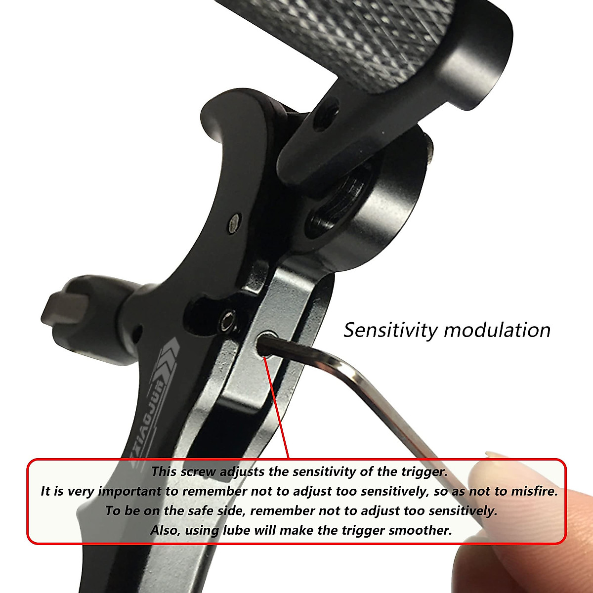 xxiaojun Compound Bow Aid Releaser and D Loop Rope，Adjustable Can Rotate 360° Thumb Release Bow Aluminum Alloy Aids，Archery Release Aids (4 Fingers-Bow Release -Black)