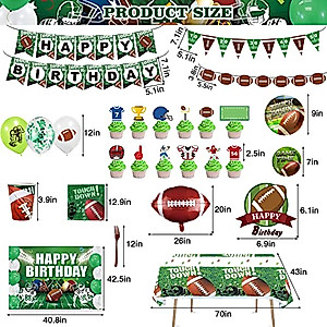 176pcs Football Birthday Party Decorations Includ Birthday Banner, Football Garland,Tablecloth, Football Backdrop, Football Foil Balloon, Tableware ect Boys Sports Theme & Superbowl Party Supplies