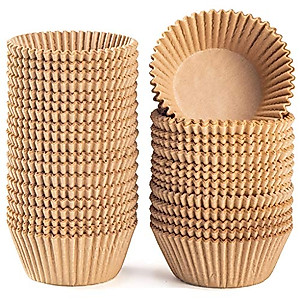 Caperci Standard Natural Cupcake Liners 500 Count, No Smell, Food Grade & Grease-Proof Baking Cups Paper
