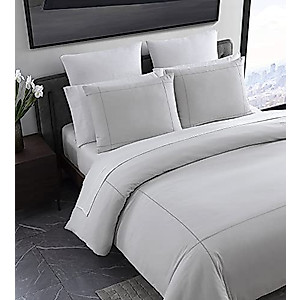 Vera Wang- King Duvet Cover Set, Reversible Cotton Bedding Set with Matching Shams, Designer Home Décor (Simple Dot Grey, King)