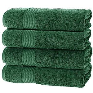MAURA Basics Performance Bath Towels 100% Turkish Cotton with Hook Loops. Extra Large Luxury Absorbent Plush Towel Sets for Bathroom, Daily Use American Standard Size 27”x54”, Hunter Green