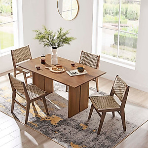 Modway Amistad 60" Solid Wood Modern Farmhouse Rectangular Dining Table in Walnut