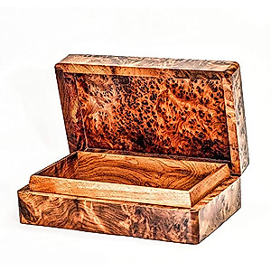 BAZAARDI Hand Carved Wooden Multipurpose Keepsake Jewelry Decorative Art Box Storage Organizer (Large wood Box,Antique) (LARGE)