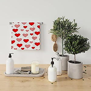 My Little Nest Hand Towels for Bathroom Red Hearts Gradient Absorbent Small Bath Towel Soft Kitchen Towels Fingertip Towel for Guest and Bar 30 x 15 inch