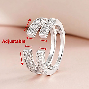 SHELOVES Vintage Guard Wrap Wedding Band For Women 925 Sterling Silver Ring Enhancer for Engagement Rings Sz 6