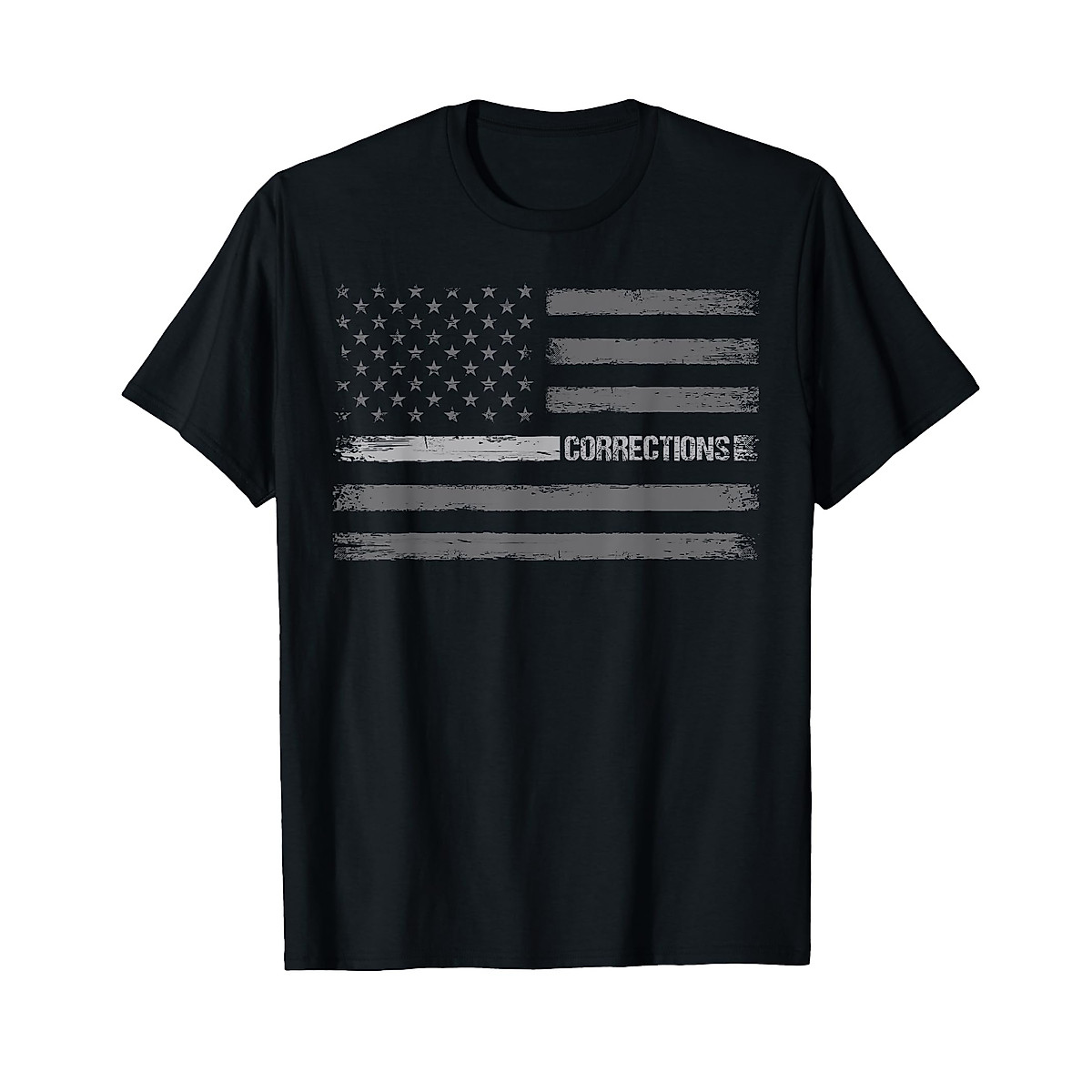 Corrections - Thin Silver Line Flag for Correctional Officer T-Shirt