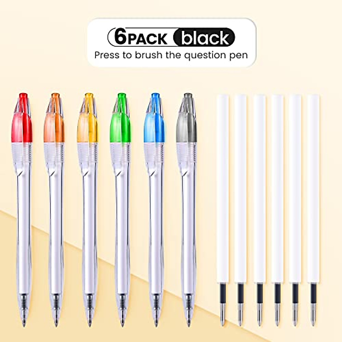 Wanmbo Gel Pens Ink Pens 6pcs Fine Point Rolling Ball Gel Pens Black Ink Smooth Writing and Stylus Pens for Touch Screens (Multicolor2)