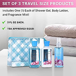 Vital Luxury Bath & Body Care Travel Set - Home Spa Set with Body Lotion, Shower Gel and Fragrance Mist (City of Love)