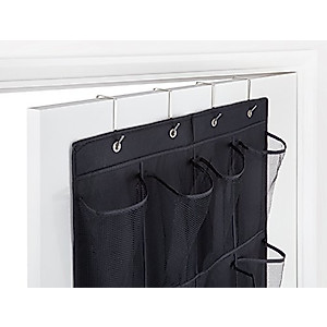 Bilpa Shoe Organizer, Over The Door Hanging Closet Rack | 24 Large Mesh Pockets Fit Up to Size 14 | Strong Metal Hooks | Sturdy Black Fabric Holder| Perfect Storage for Trainers, Boots, Sandals
