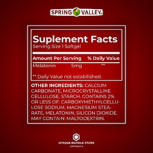 Unique Bundle Store Spring Valley, Melatonin 5mg, Sleep Health Dietary Supplement Tablets, Melatonin 5 mg, 120 Count + 7 Day Pill Organizer Included (Pack of 1)
