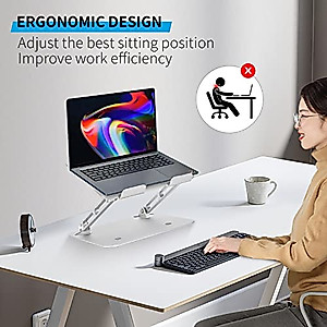 G-STORY Adjustable Laptop Stand, Portable Laptop Riser for 17.3inch Laptops, Adjustment Laptop Stand for Desk, Portable Laptop Riser Holds Up to 17.6lbs Laptop Riser for Notebook (Stand+Fan)