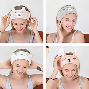 Ergonflow 4 Pack Animal Coral Fleece Spa Headband Makeup Headband Cosmetic Headband for Washing Face Wash Headband Cosmetic Headband Shower Headbands