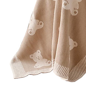 Yuehuam Baby Blanket Knitted Bear Soft Cotton Blanket for Infants Toddler Boys and Girls Size 33 x 43 inches, Small Bear