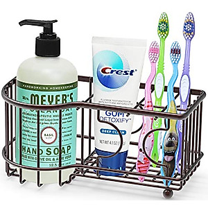 Simple Houseware Multi-Functional 6 Slots Toothbrush Holder, Bronze