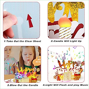 DMHZNB 3D Musical Birthday Card, LED Light and Play Happy Birthday Music Pop Up Card, Blowable LED Light Candle,Play Happy Birthday Music,