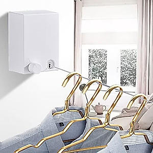 ANIMORE Retractable Clothesline,Adjustable Tightness,13.8 Ft Clothes Line Retracting Indoor & Heavy Duty for Drying Laundry line Outdoor,Wall Mounted Stainless Steel Drying Line for Balcony,Bathroom