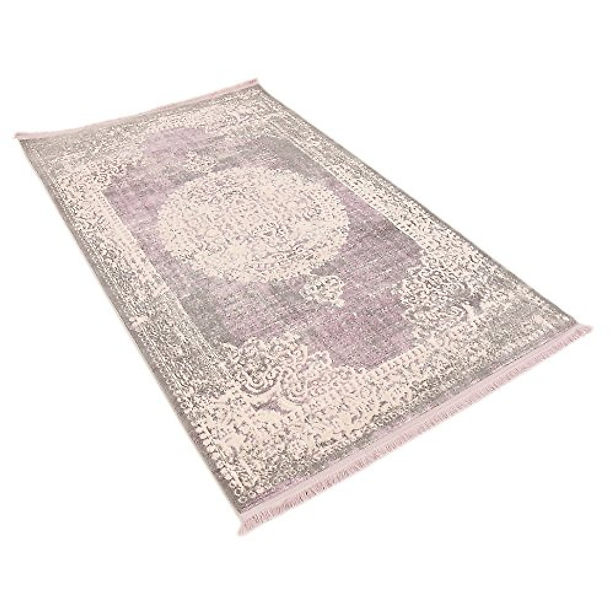 Unique Loom Traditional Classic Intricate Design with Distressed Vintage Detail, Area Rug, 3 ft 3 in x 5 ft 3 in, Purple/Ivory