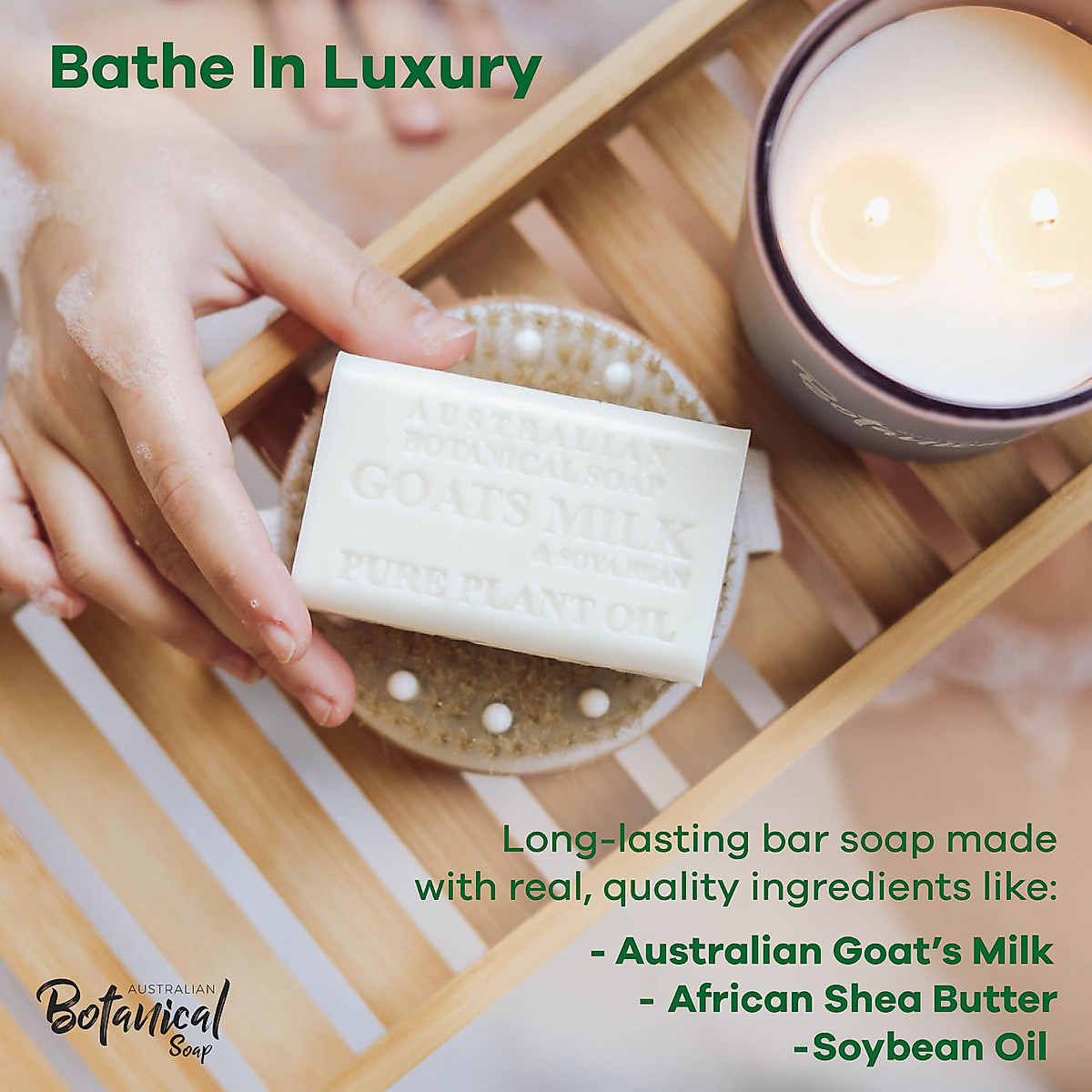 Australian Botanical Goat Milk Soap Set 6.8 OZ Bars, Pack of 8, Triple Milled Bar Soap with Soya Bean Oil and Organic African Shea Butter, Natural Soap for all Skin Types, Packaging May Vary