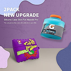 2Pack Food Case for Airpods Pro Case, Silicone 3D Cartoon Fashion Fun Cute Airpod Pro Case Cover for Girl Boys Teens (Sport Water & Purple Potato Chips)