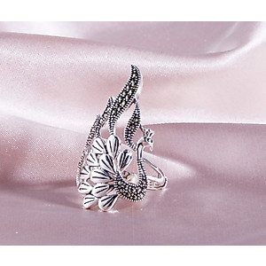 Helen de Lete Vintage Phoenix Wonder Bird 925 Sterling Silver Open Ring