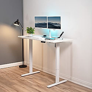 VIVO Electric Stand Up Desk Frame Workstation, Frame Only, Single Motor Ergonomic Standing Height Adjustable Base with Memory Controller, White, DESK-V100EWY