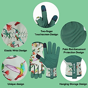 SLARMOR Leather-Gardening-Gloves for Women - Thorn-Proof Work-Gloves with Touch Screen for Weeding, Digging, Planting,Pruning Yard garden Gloves -Medium