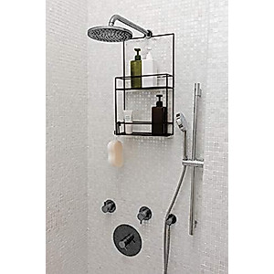 Umbra 023461-040 Cubiko Shower Caddy, Black Metal Shower Caddy Over the Shower Head