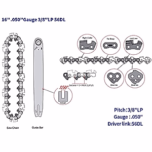 Abroman 3 Pack S56 AdvanceCut 16 Inch Chainsaw Chain 3/8 LP .050" 56 Drive Links Compatible with Craftsman Echo CS-400 CS-310 CS-352 CS-370 Homelite Poulan 2150 3816 Remington Saw