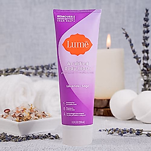Lume Acidified Body Wash - 24 Hour Odor Control - Removes Odor Better than Soap - Moisturizing Formula - Formulated Without SLS or Parabens - OB/GYN Developed - 8.5 ounce (Lavender Sage)