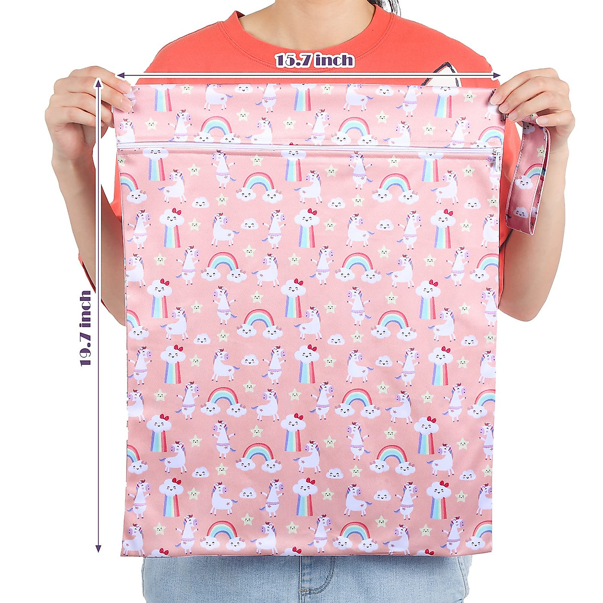 Shappy 2 Pcs Large Travel Laundry Bag Washable Waterproof Wet Dry Bag Large Dirty Clothes Bag Bathing Workout Bag(Unicorn)