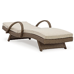 Signature Design by Ashley Beachcroft Outdoor Chaise Lounge with Cushion, 30" W x 79" D x 40" H, Dark Brown & Beige