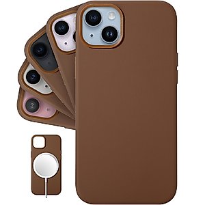 LONLI Classic - (for iPhone 15) - European Nappa Leather Phone Case - Smoothen and Soften Over Time - Compatible with Magsafe - Saddle Brown
