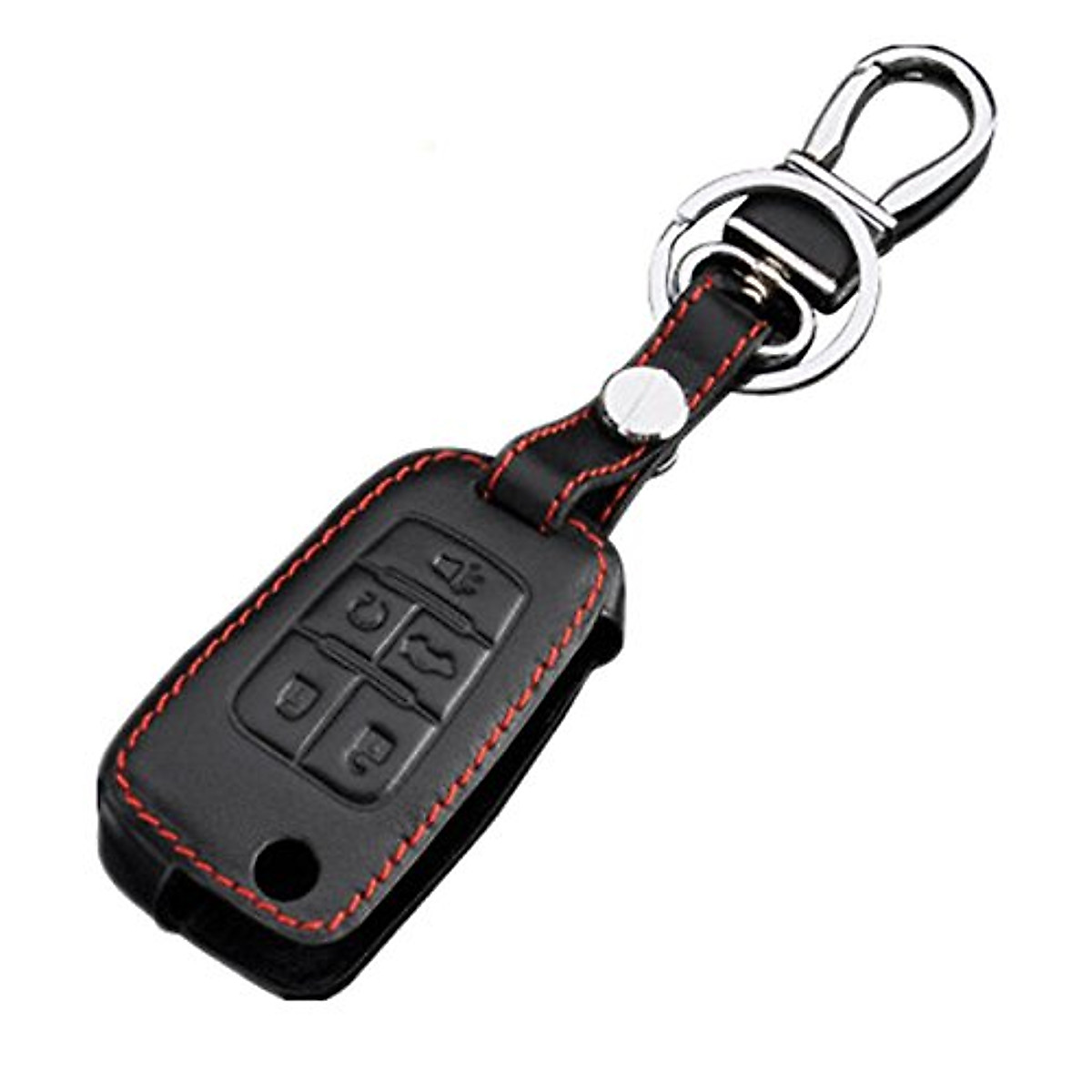 RPKEY Leather Keyless Entry Remote Control Key Fob Cover Case Protector Replacement Fit for Cruze Equinox Impala Malibu Sonic GMC Terrain Buick Encore Lacrosse Regal Verano OHT01060512 (Black)