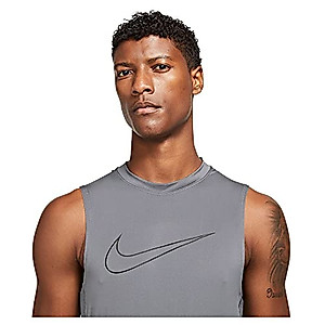 Nike Pro Dri-FIT Men's Tight Fit Sleeveless Tank Top (as1, Alpha, l, Regular, Regular, Dark Gray/Black, Large)
